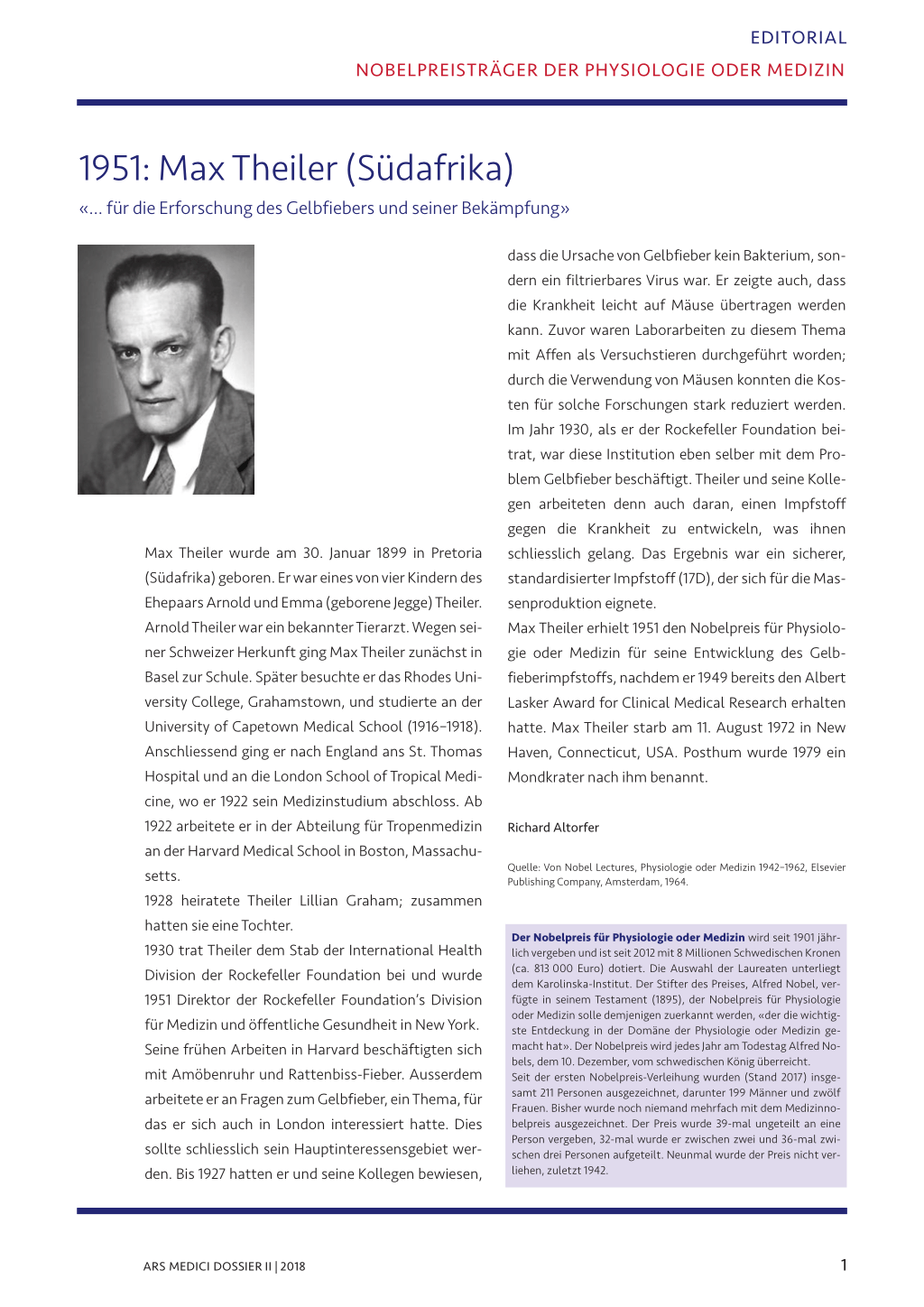 1951: Max Theiler (Südafrika) – Rosenfluh.ch