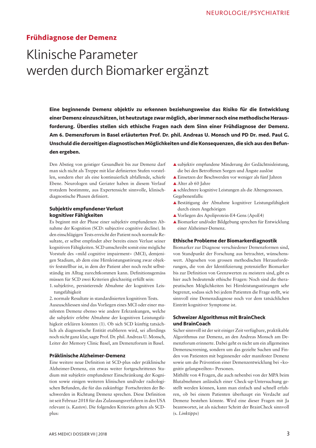 Frühdiagnose der Demenz – Rosenfluh.ch